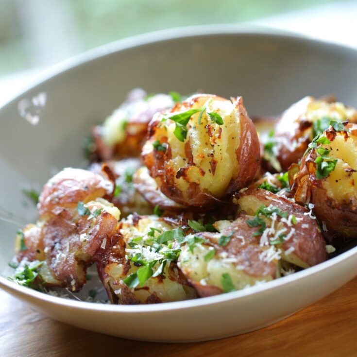 Easy Smashed Potatoes - Entertaining with Beth
