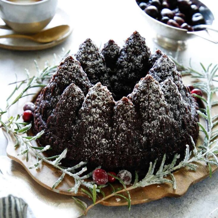 Chocolate Christmas Cake with Kirsch Cherries - Entertaining with Beth