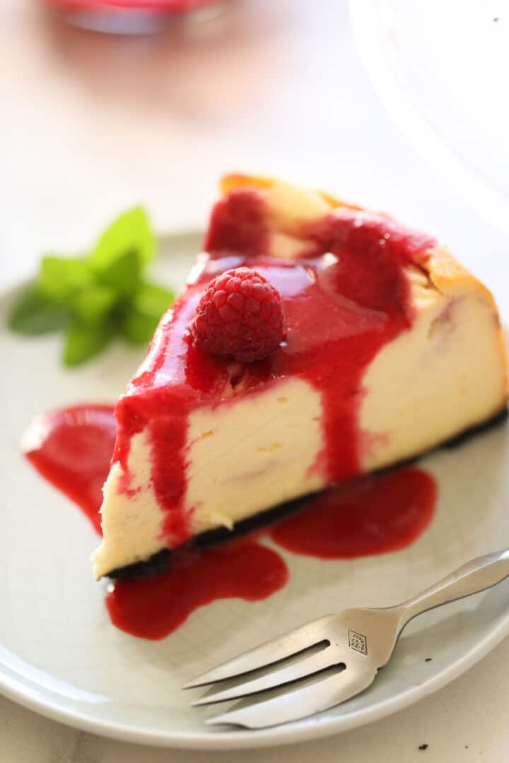 Raspberry Swirl Cheesecake - Entertaining with Beth