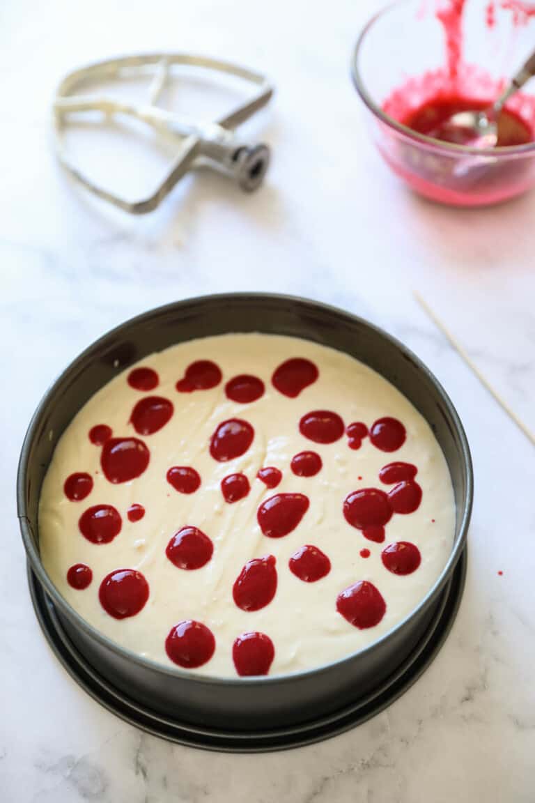 Raspberry Swirl Cheesecake - Entertaining with Beth